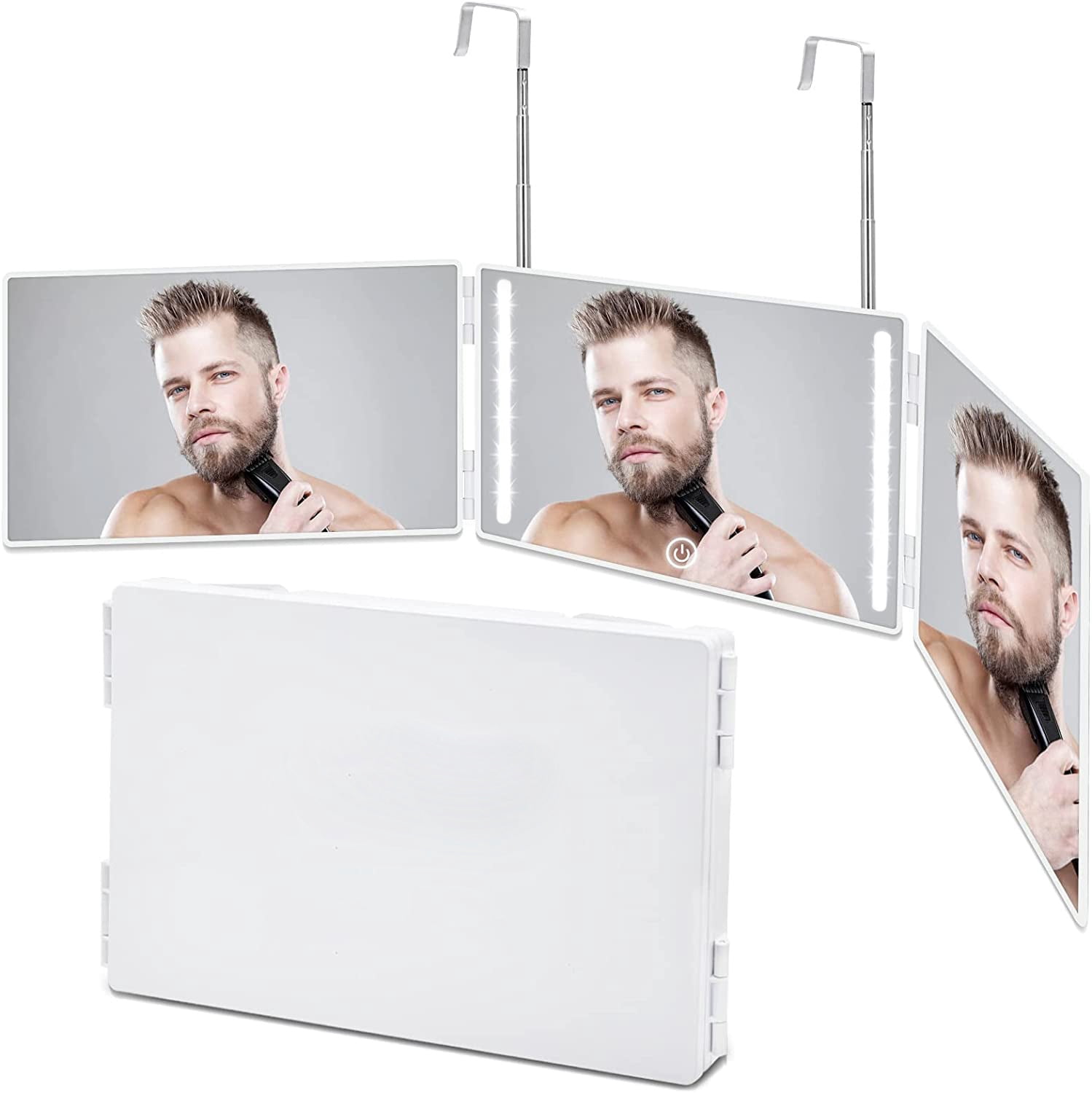 Retractable Makeup Mirror for Men Trifolding Folding for Shaving and ...