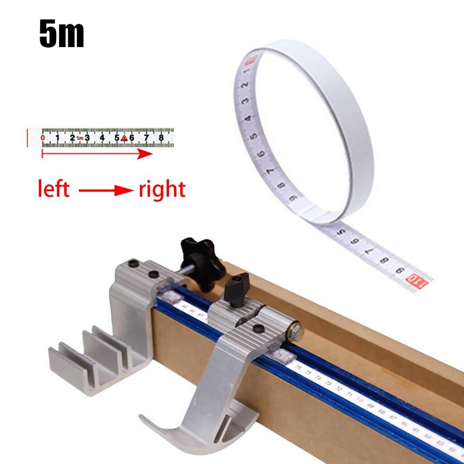 Retractable Measuring Tape, 5m Steel Miter Scale Self-adhesive Ruler ...
