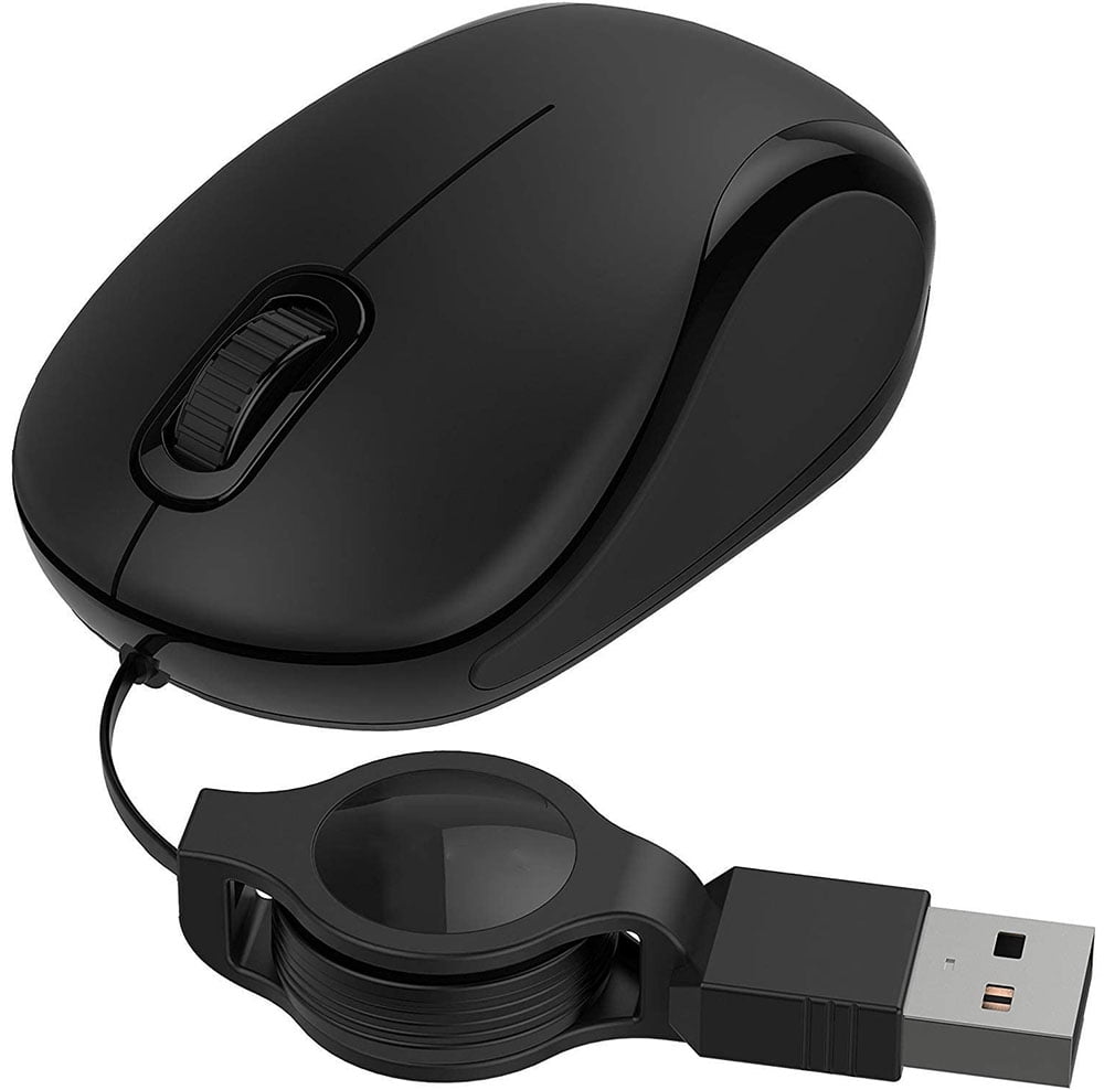 Retractable Mouse, USB Optical Mouse with Retractable Cable for ...
