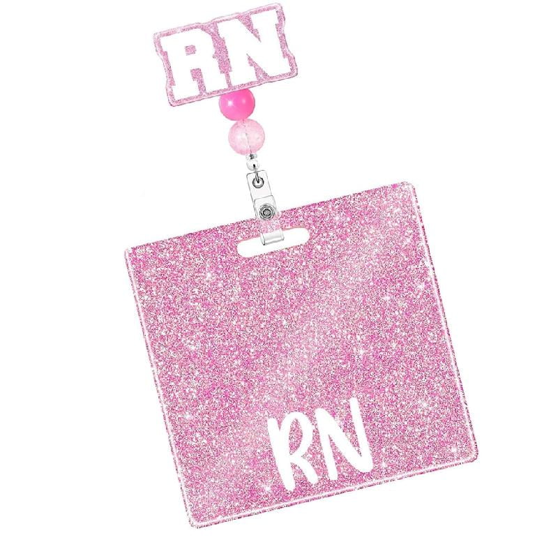 Retractable Nurse Badge Cards Glittering Badge Reels Badges Holder for ...