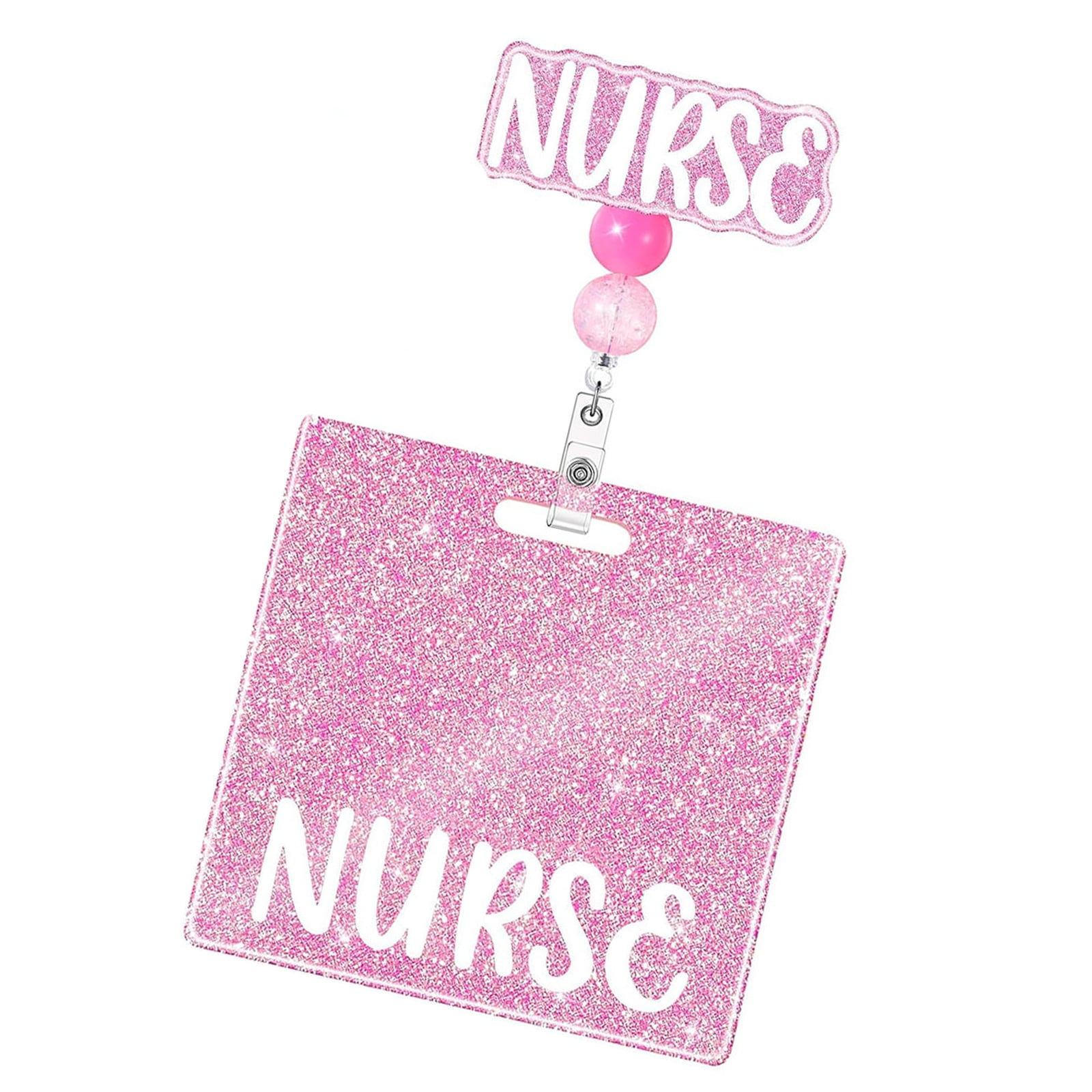 Retractable Nurse Badge Cards Glittering Badge Reels Badges Holder for ...