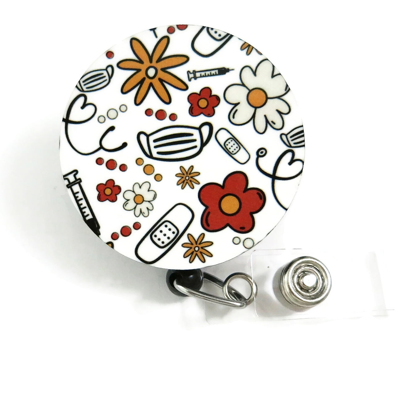 Retractable Nurse Badge Reel – Cute Floral Medical ID Holder – RN, BSN, CNA, LPN, MA – Boho ...