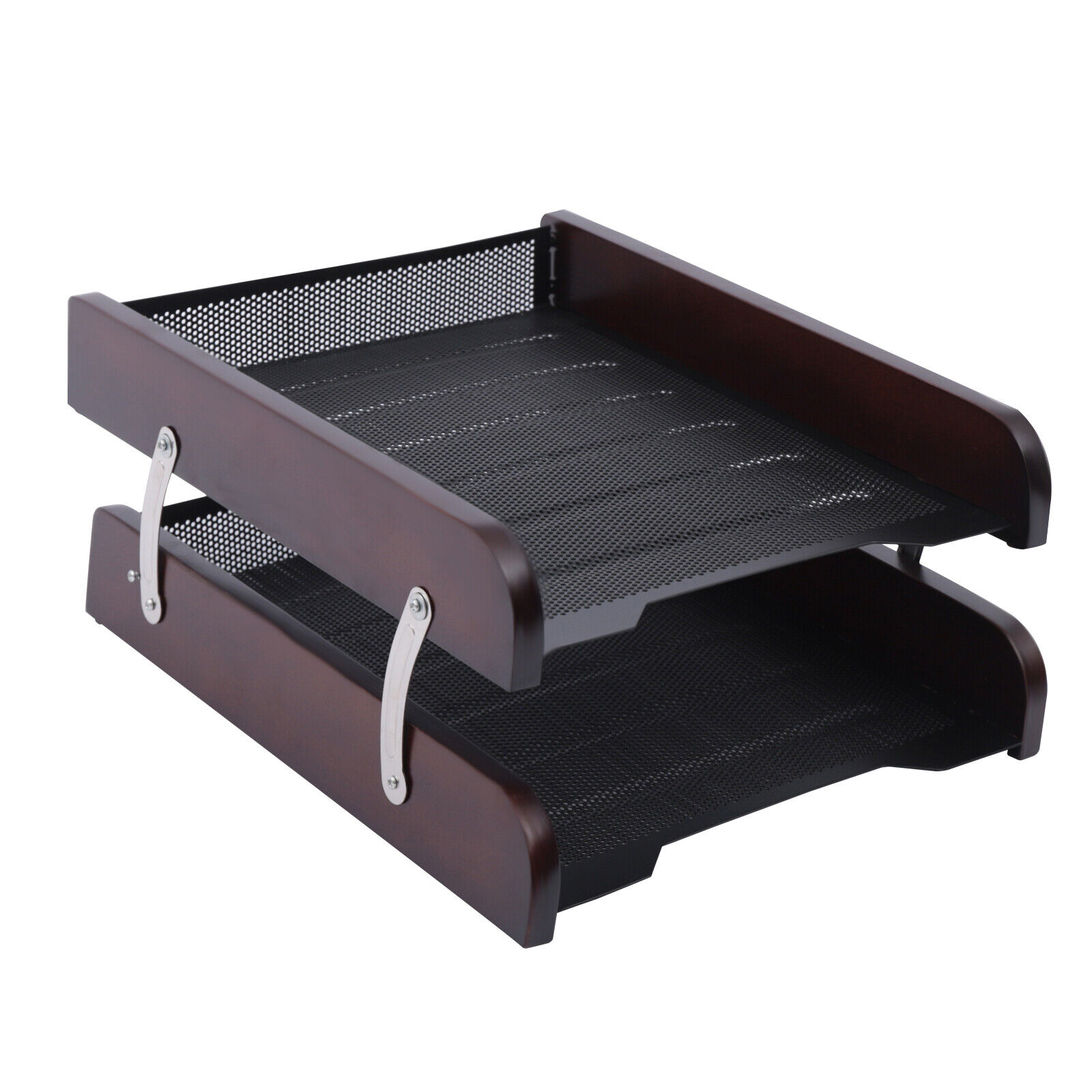 Retractable Office Desk Orgarnizer, 2 Tier Metal Mesh Document File ...