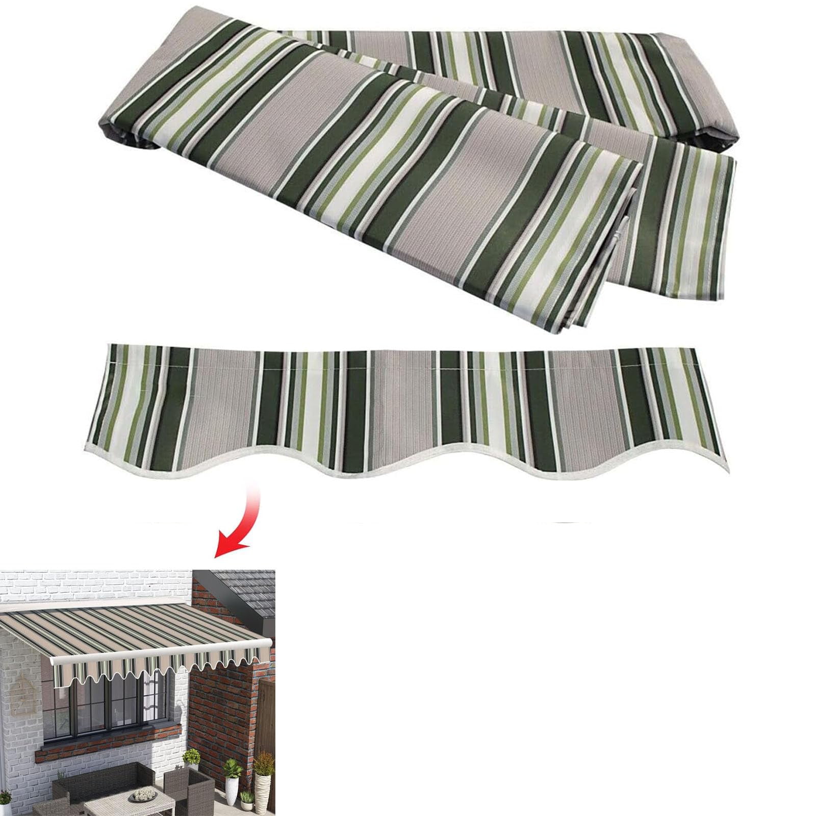 Retractable Patio Awning Replacement Fabric (Without Frame) 100% 280g ...