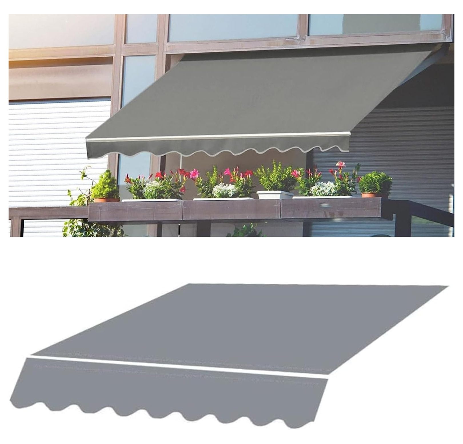 Retractable Patio Awning Replacement Waterproof Shade Cover-Rectangle ...