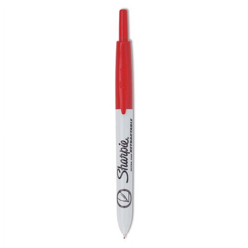 Retractable Permanent Marker, Extra-Fine Needle Tip, Red | Bundle of 10 ...