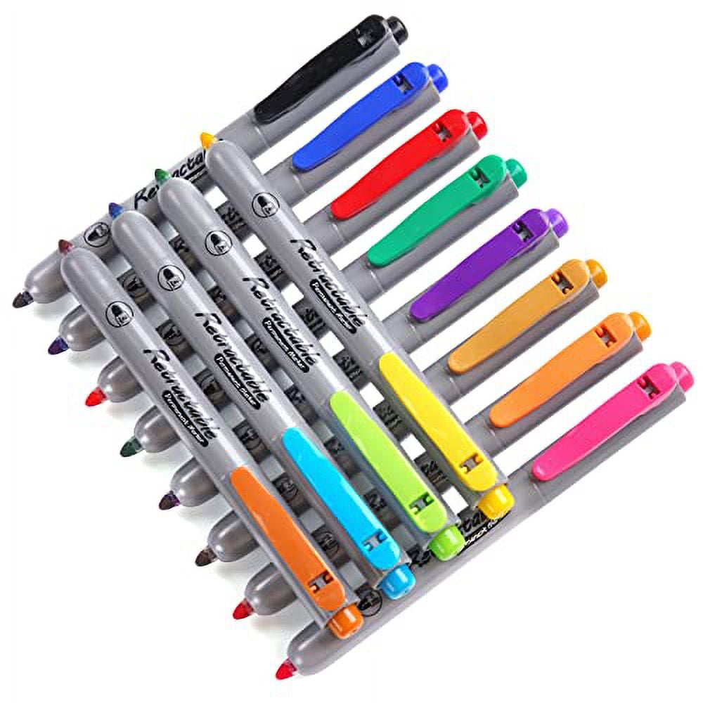 Retractable Permanent Markers Assorted : Fine Point Marker Pen,12 Count ...