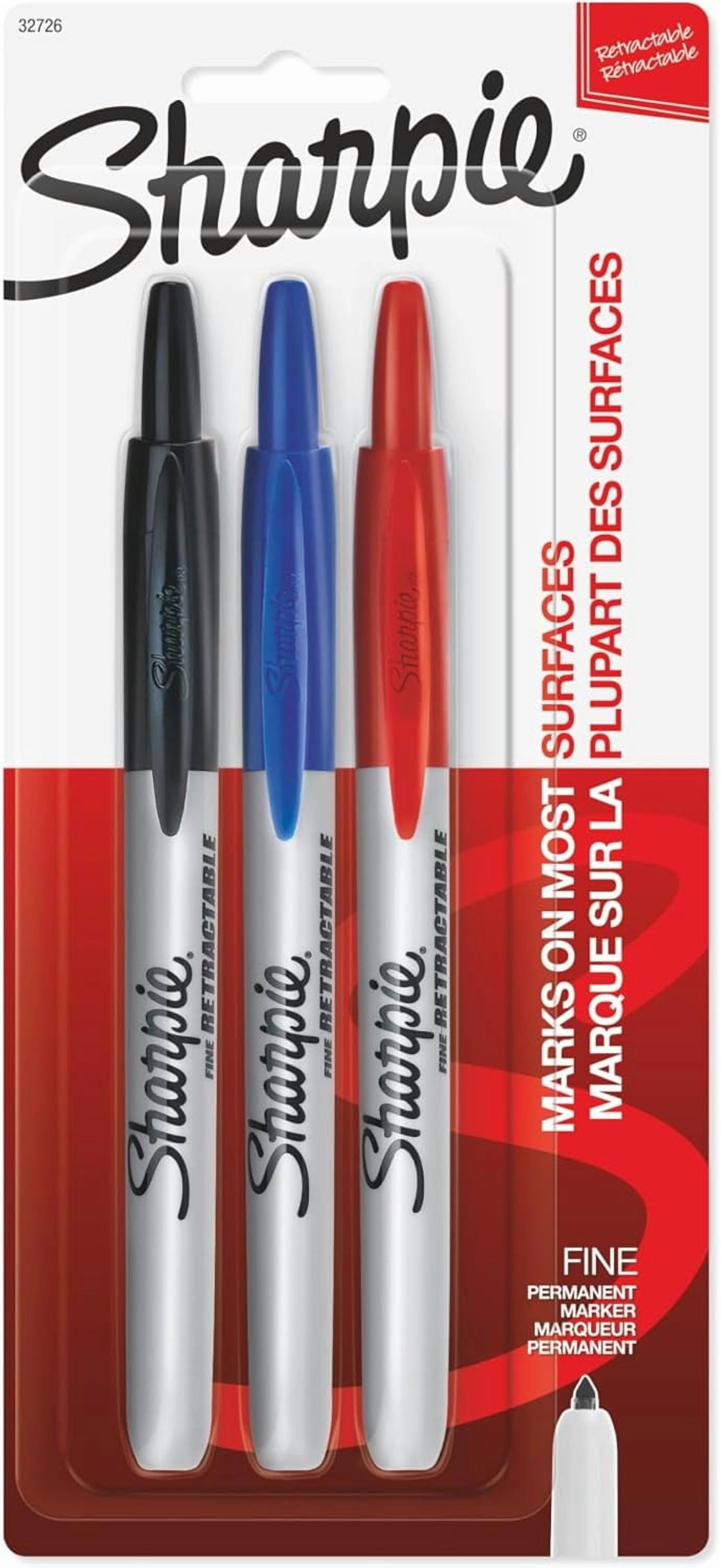 Retractable Permanent Markers, Fine Point, Assorted Colors, 3 Count ...