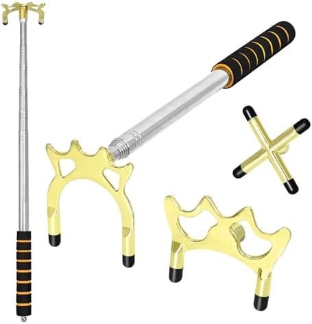 Retractable Pool Cue Bridge Stick Set with 3 Removable Brass Bridge ...
