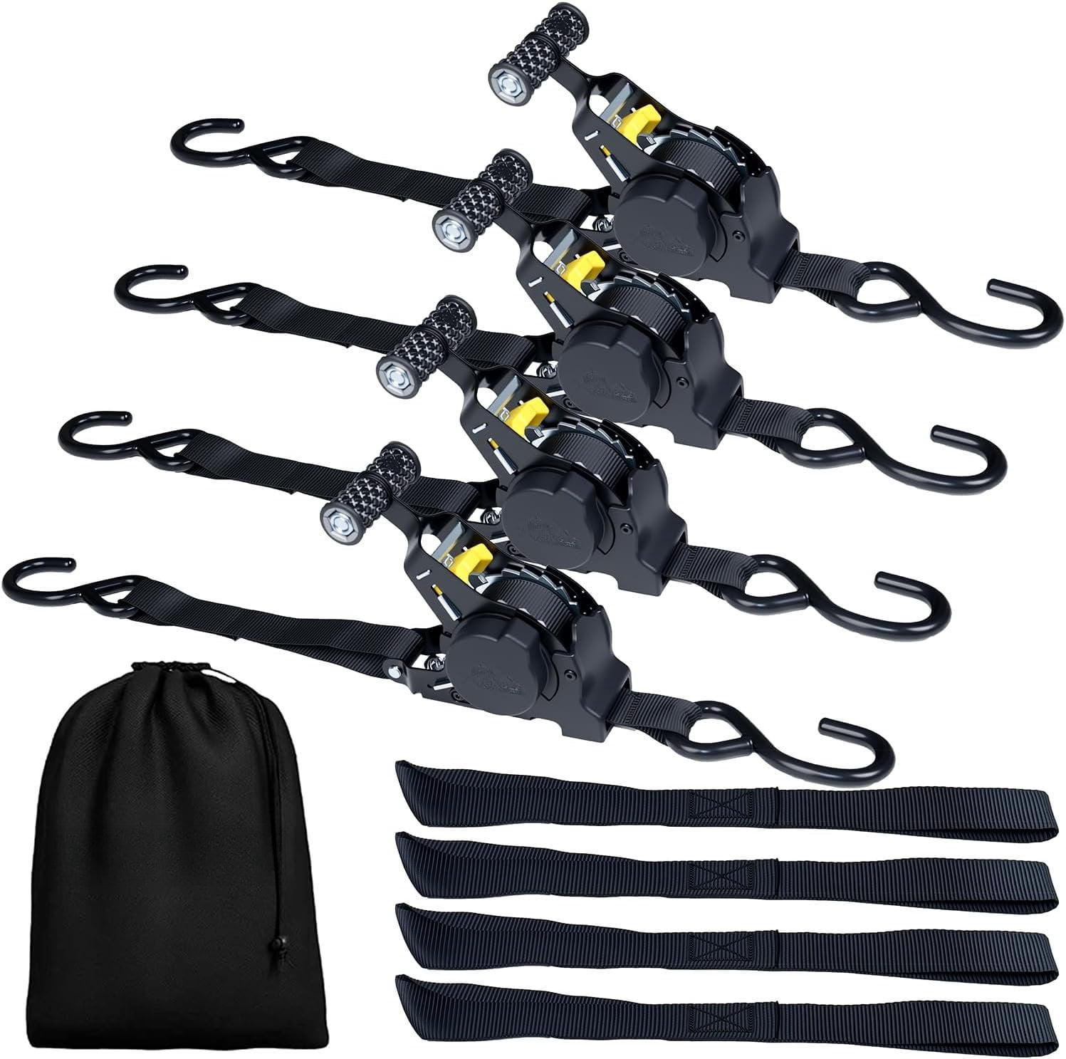 Retractable Ratchet Straps,1" x 10' Heavy Duty Ratchet Straps Self ...