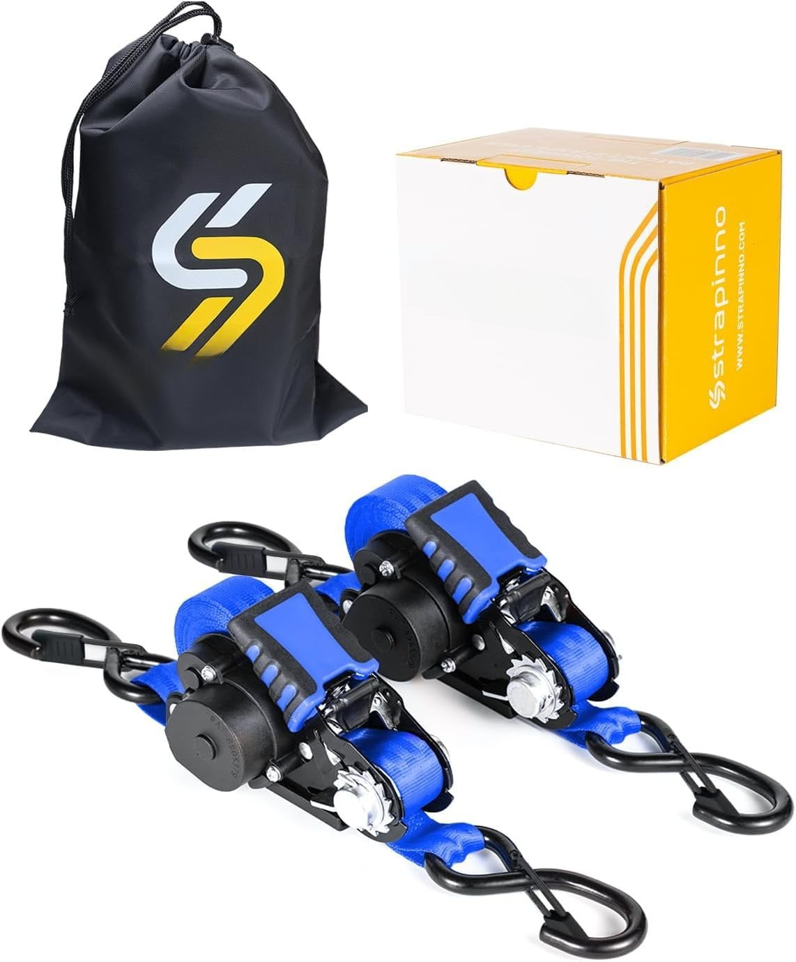 Retractable Ratchet Straps - 1 in x 12 ft Heavy Duty Tie Downs, 1800lbs ...