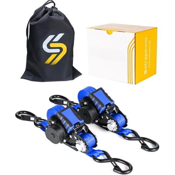 Retractable Ratchet Straps - 1 in x 12 ft Tie Downs, 1800lbs Breaking ...