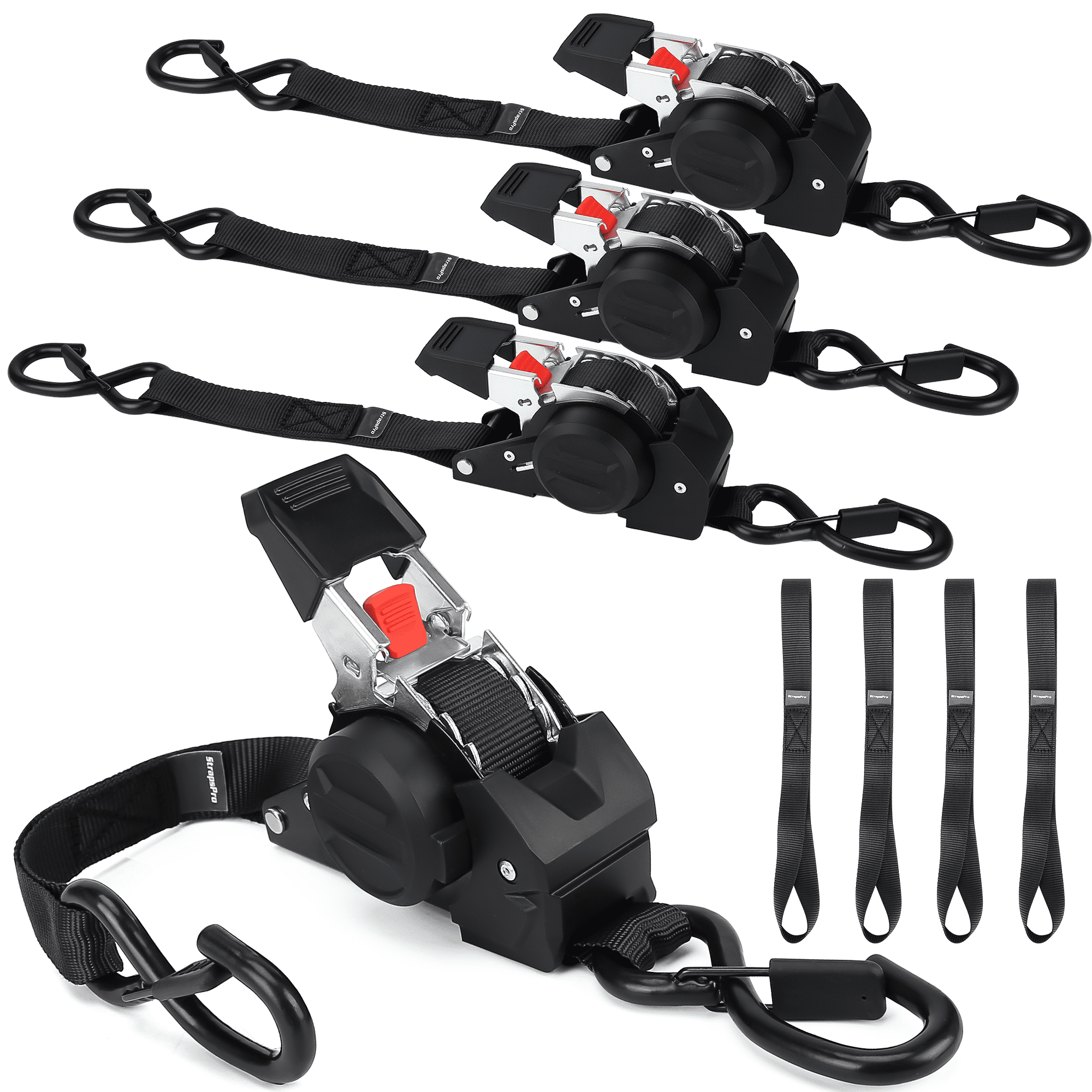 Retractable Ratchet Straps, Heavy Duty 1763lb Break Strength Auto Self ...