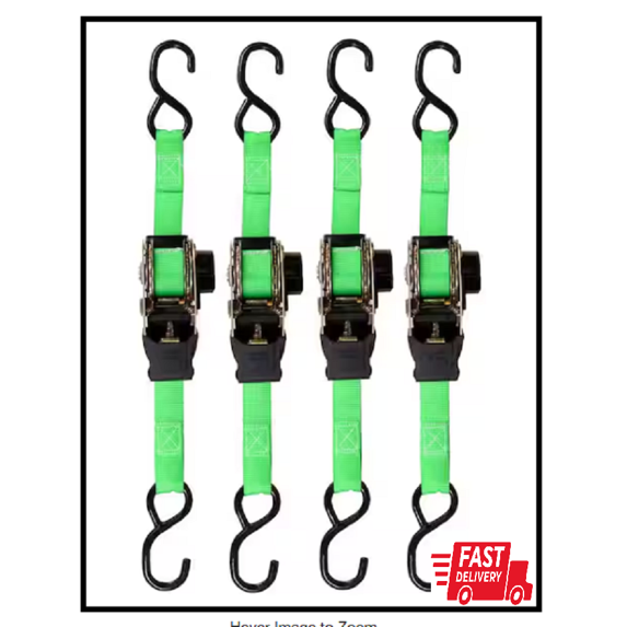 Retractable Ratchet Tie down Straps 4 PK 1,500Lb Break Strength 500Lb ...