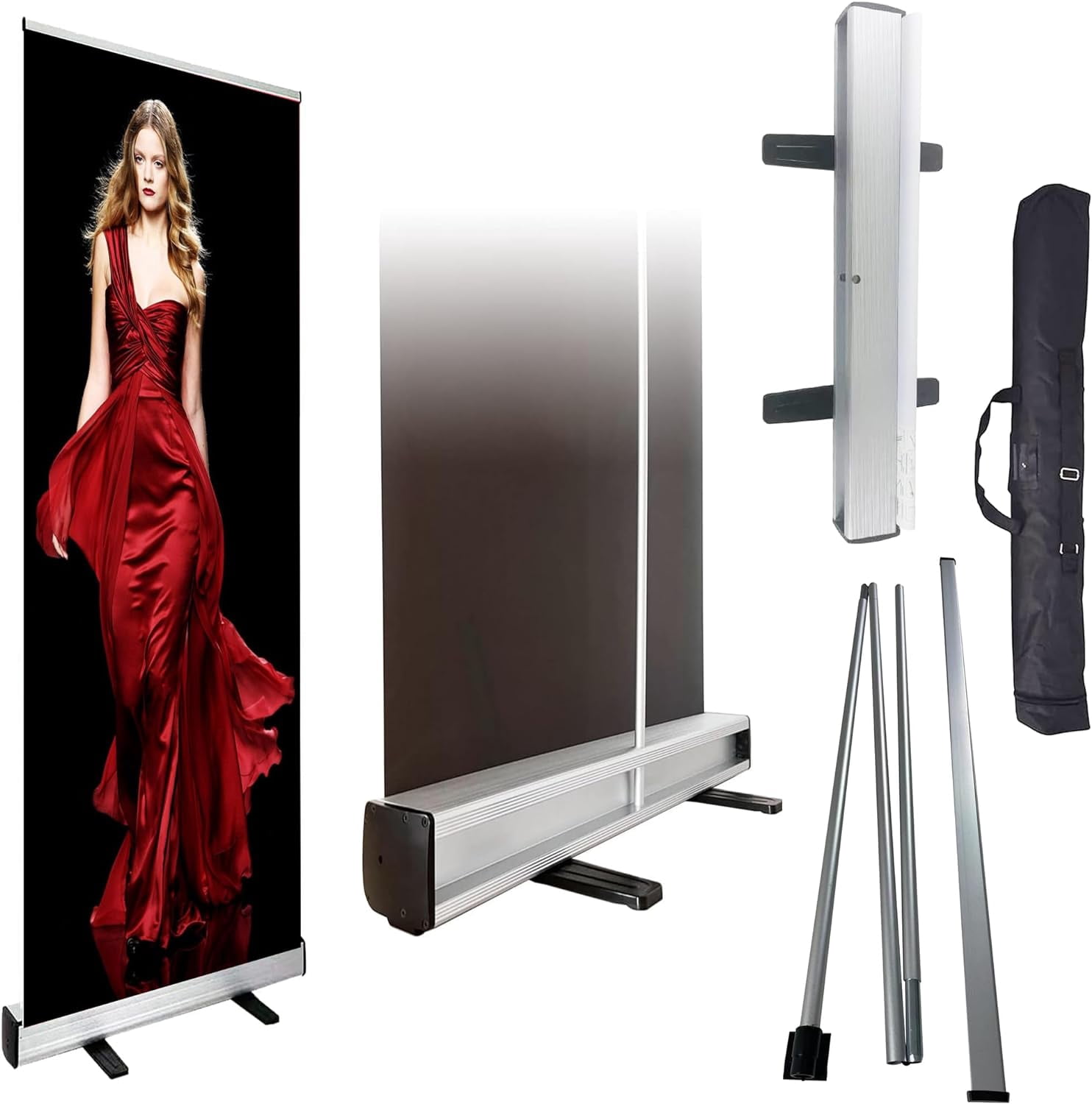 Retractable Roll up Banner Stand 33.5''x 81'' Display Stand Conference ...