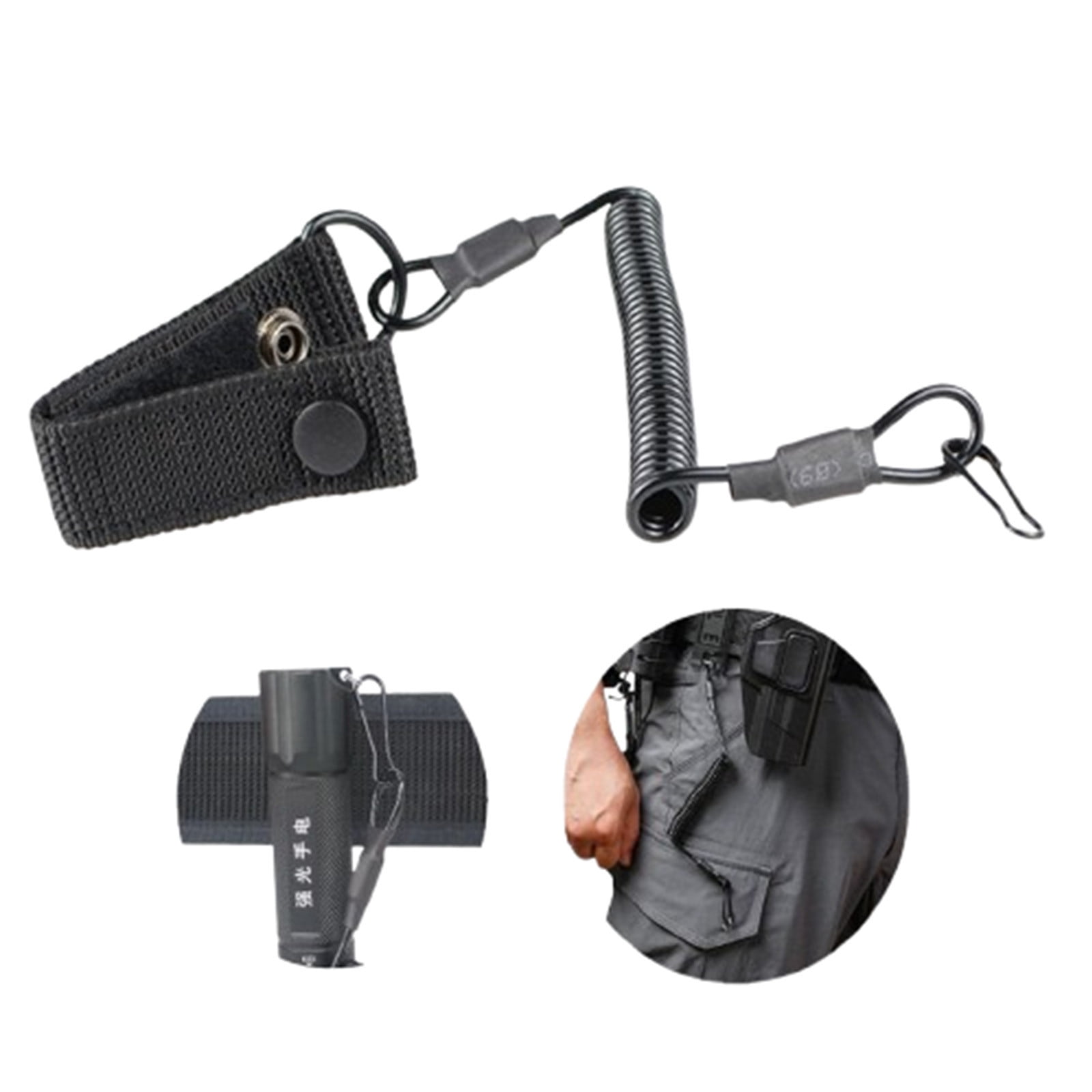 Retractable Safety Coiled Lanyard with Aluminium Alloy Carabiner Clip ...