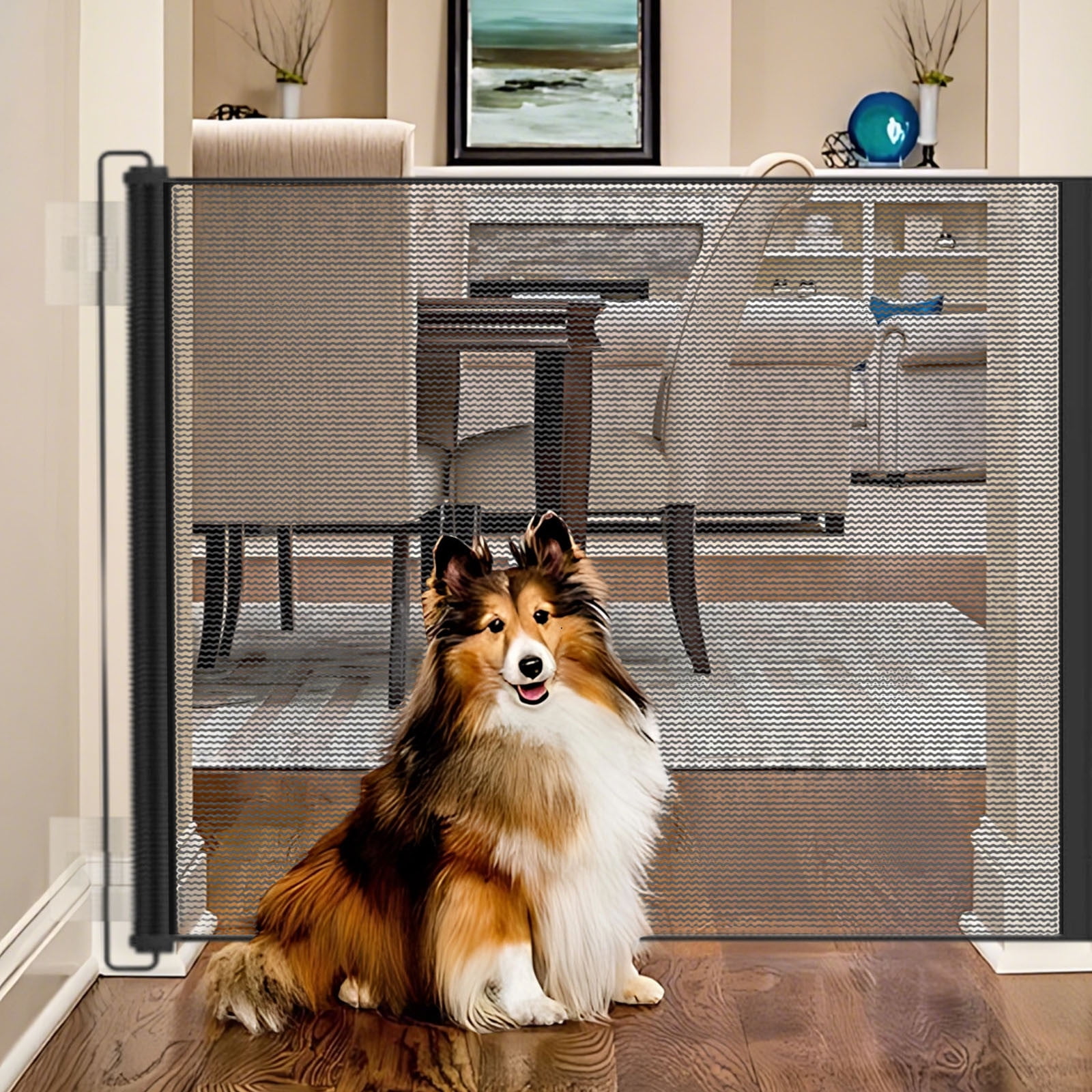 Retractable Safety Gate for Stairs & Doorways - 31" Wide Portable Mesh ...