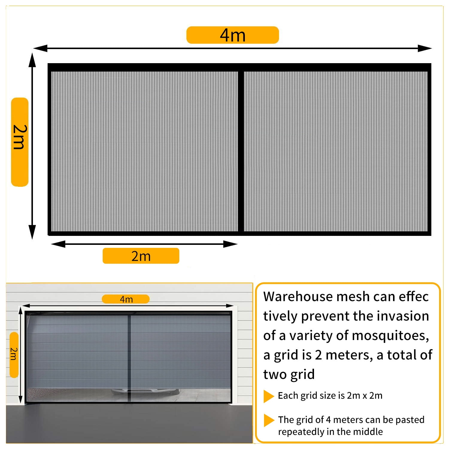 Retractable Screen Door Mesh, Garage Door Screen - 13.1 x 6.5ft ...