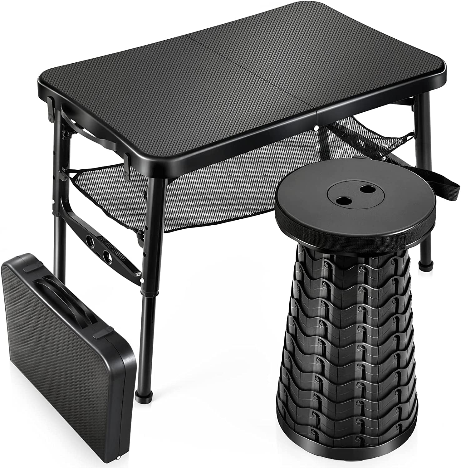 Retractable Small Folding Table and Stool Set, Portable Camping ...