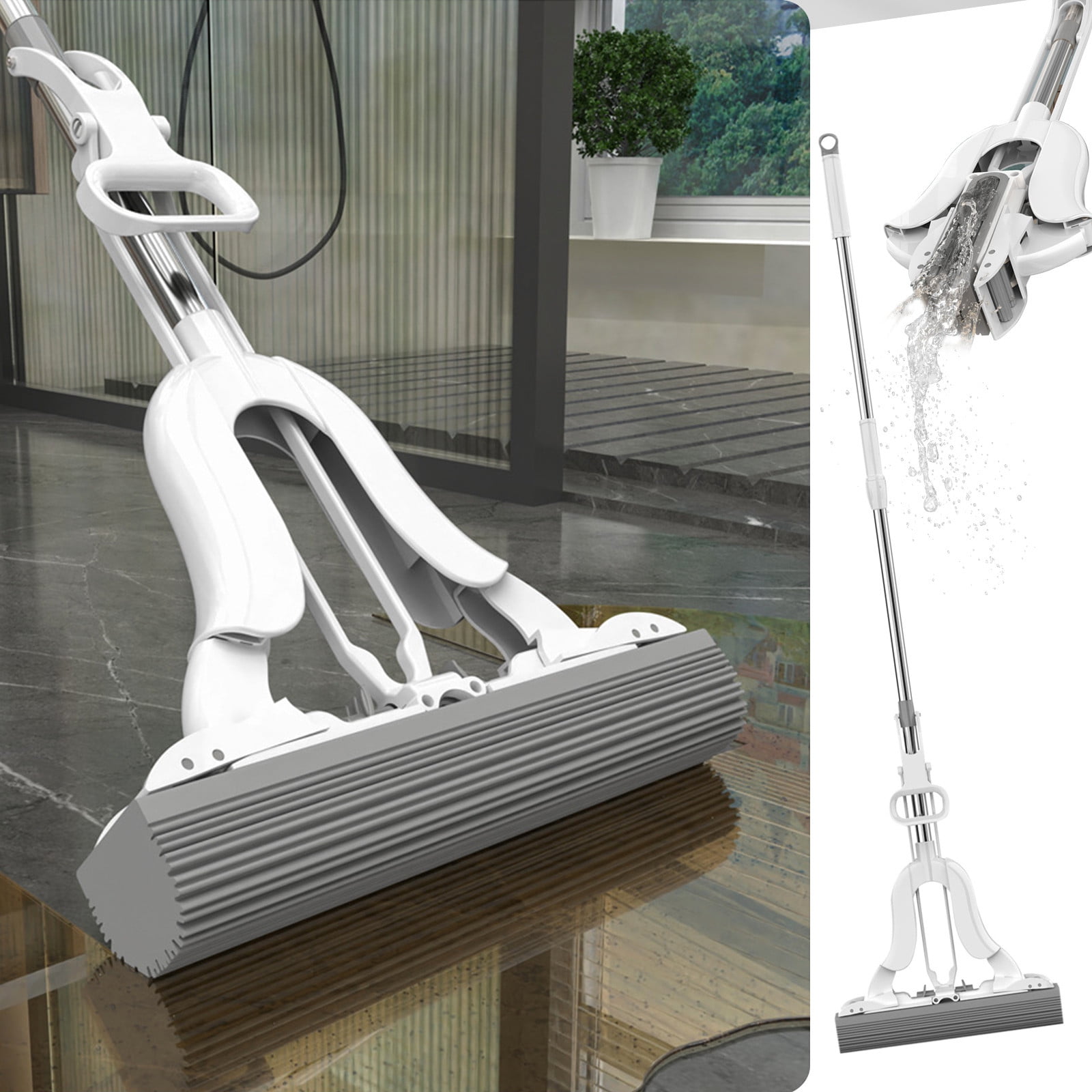 Retractable Sponge Mop with Foldable Dehydration,High Absorbent Floor ...