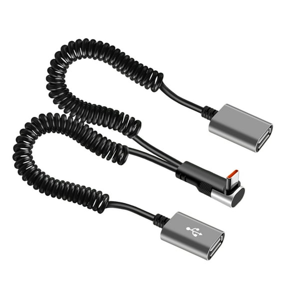 Retractable Spring Type C Cable 66W Fast Charging 1 to 2 USB Splitter ...