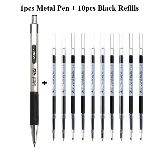 Retractable Stainless Steel Gel Pens,Metal Ballpoint Roller Ball 0.5mm ...