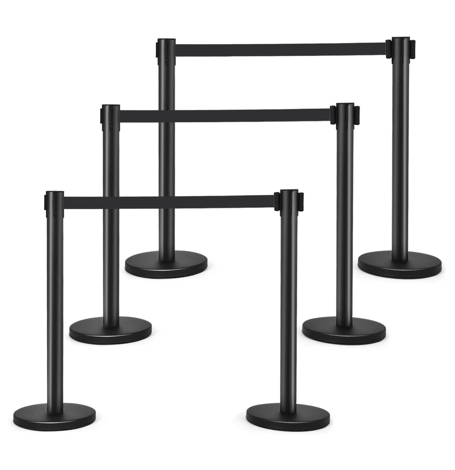 Retractable Stanchion Posts 6-Pack, 6.5ft Belt Crowd Control Barriers ...