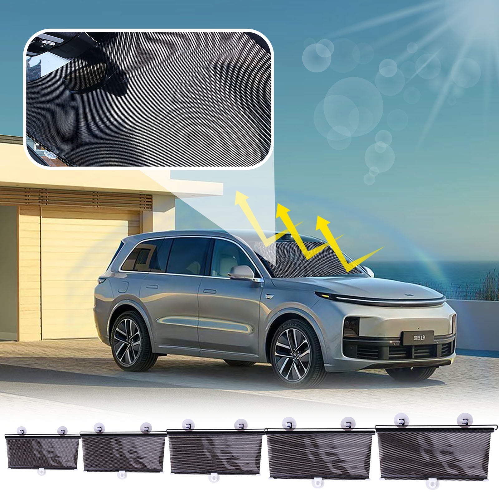 Retractable Sun Shade for Car, Windshield Sun Shade Retractable Roller ...