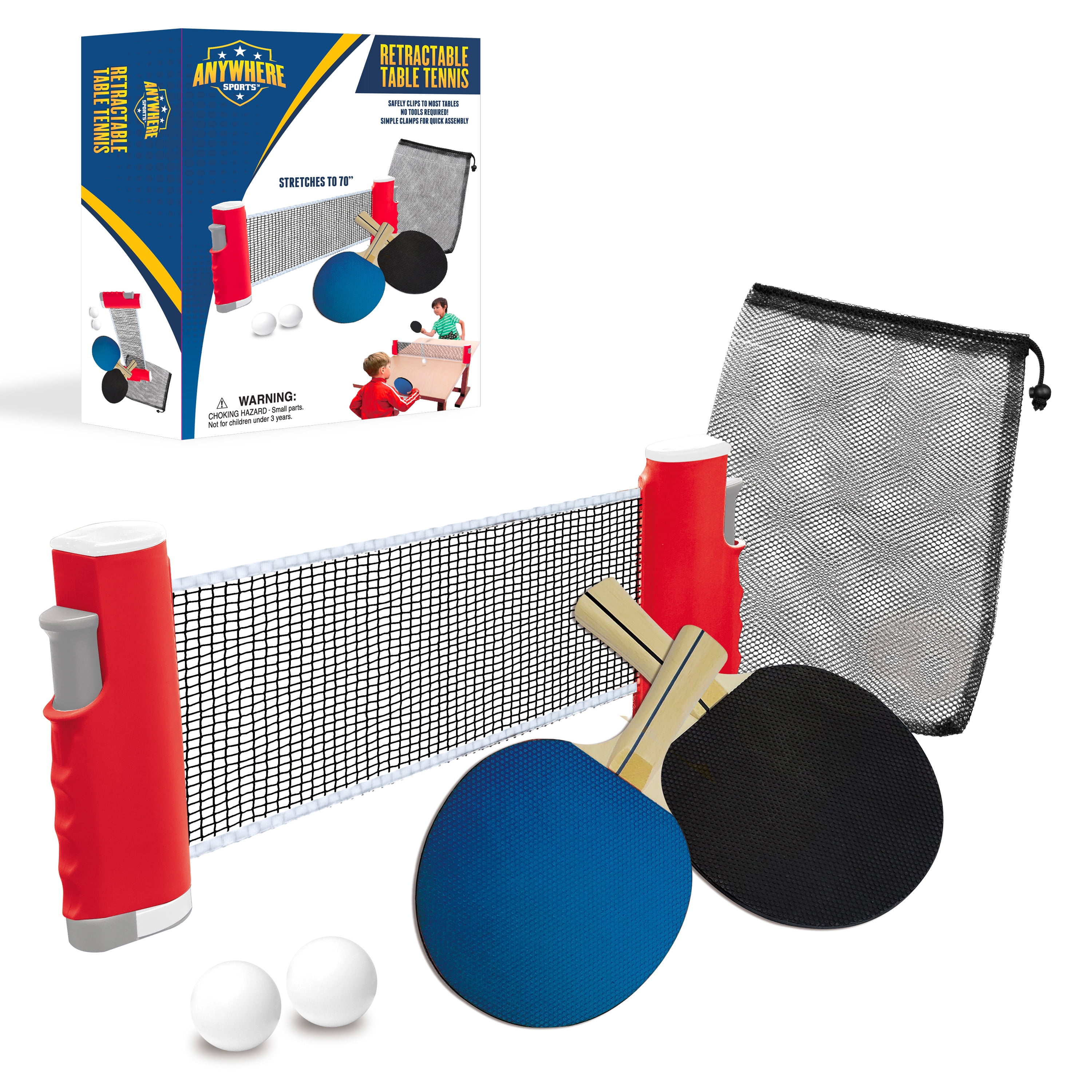 Retractable Table Tennis Set, Portable to Affix to Any Table, Includes ...