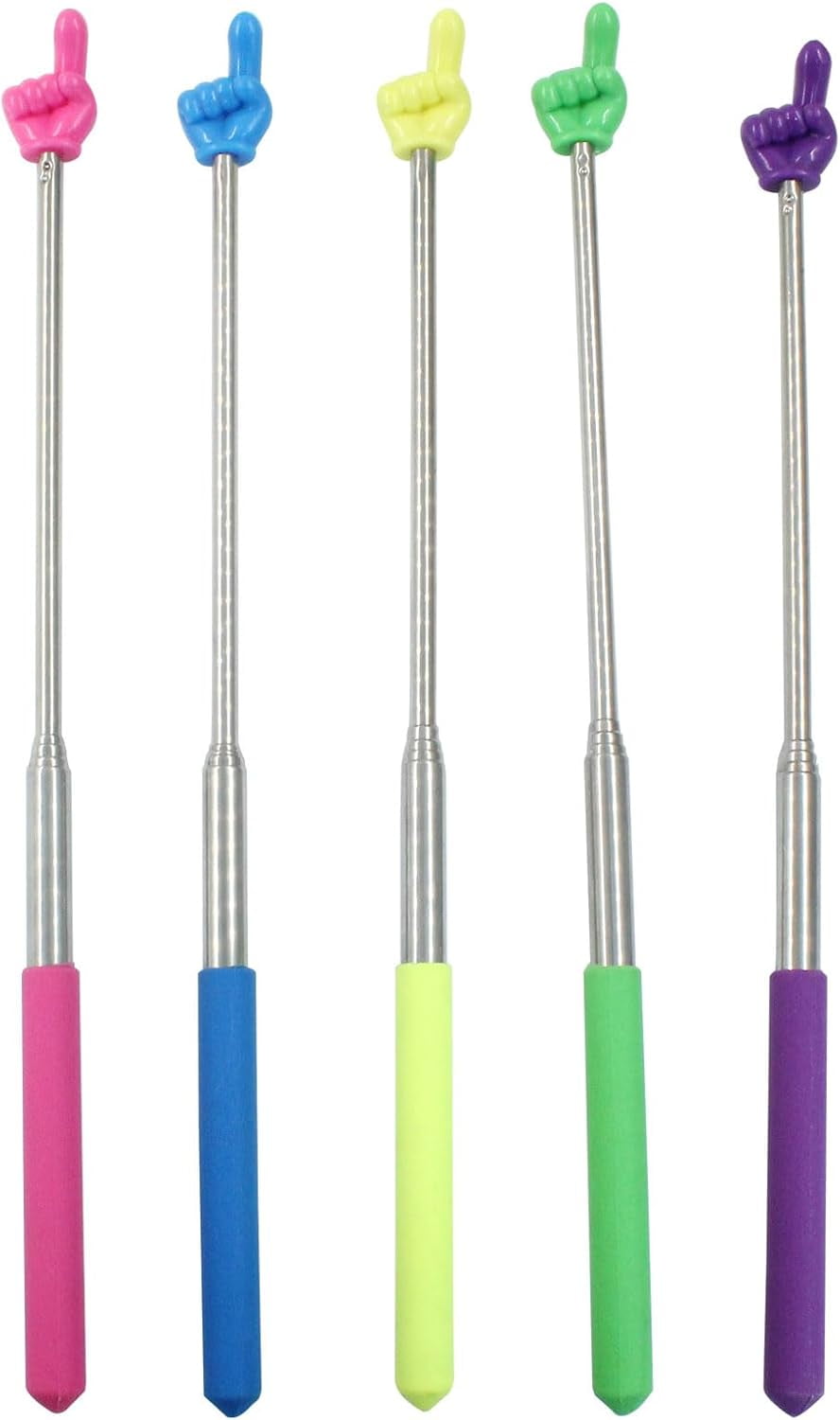 Retractable Teacher Pointer, 8 Colors Extendable Finger Pointer Stick Hand Pointing Sticks ...