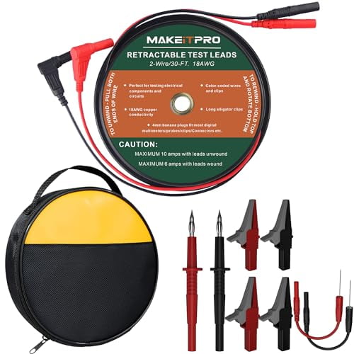 Retractable Test Leads 2 Wires 30FT 18AWG 10-in-1 Kit (Cable Bag ...
