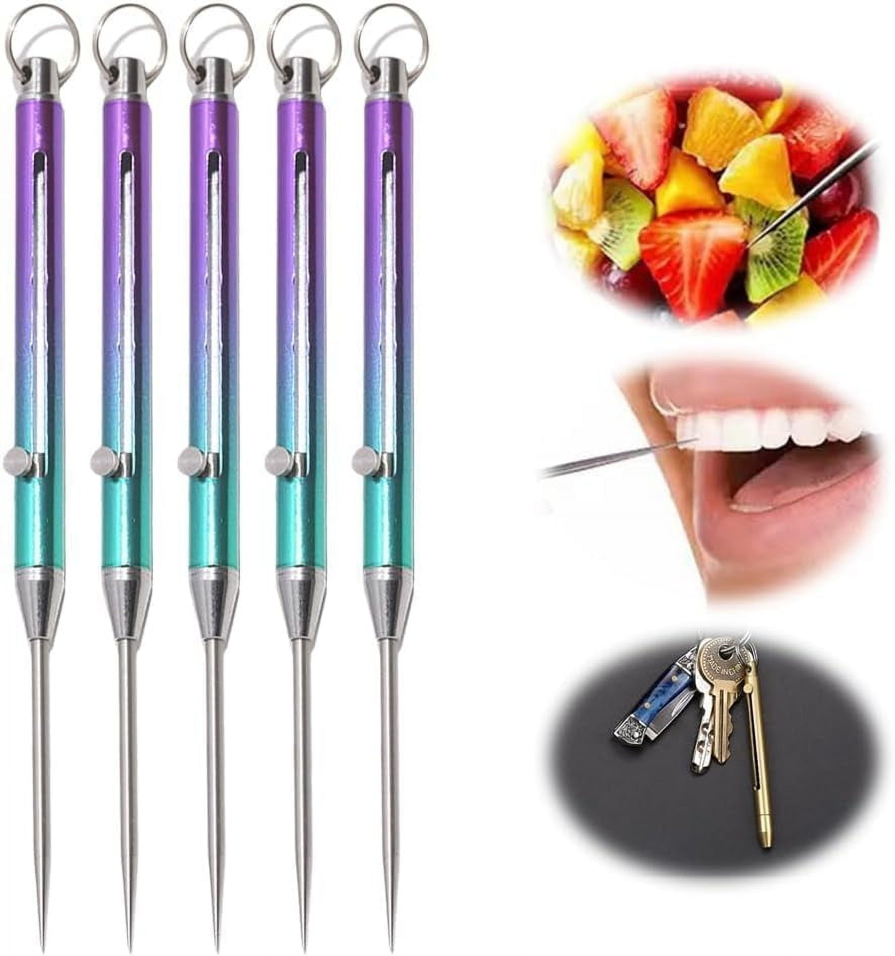 Retractable Titanium Toothpicks, 2024 New Reusable Titanium Telescopic ...