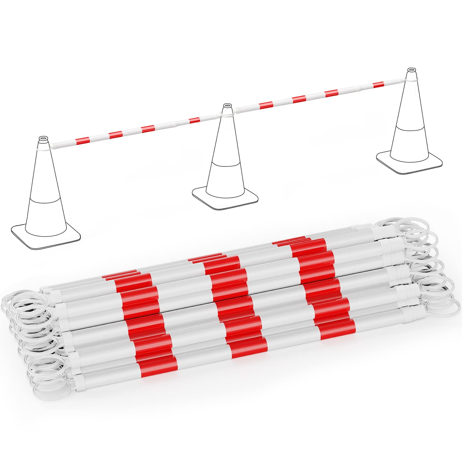 Retractable Traffic Cone Bar 4 FT to 6.9 FT Expandable, Parking Lot ...