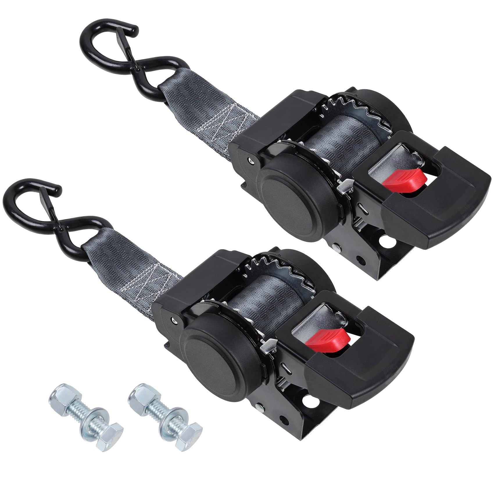 Retractable Transom Tie Down Straps Black 2"x8'-2pcs Boat Trailer Cargo ...