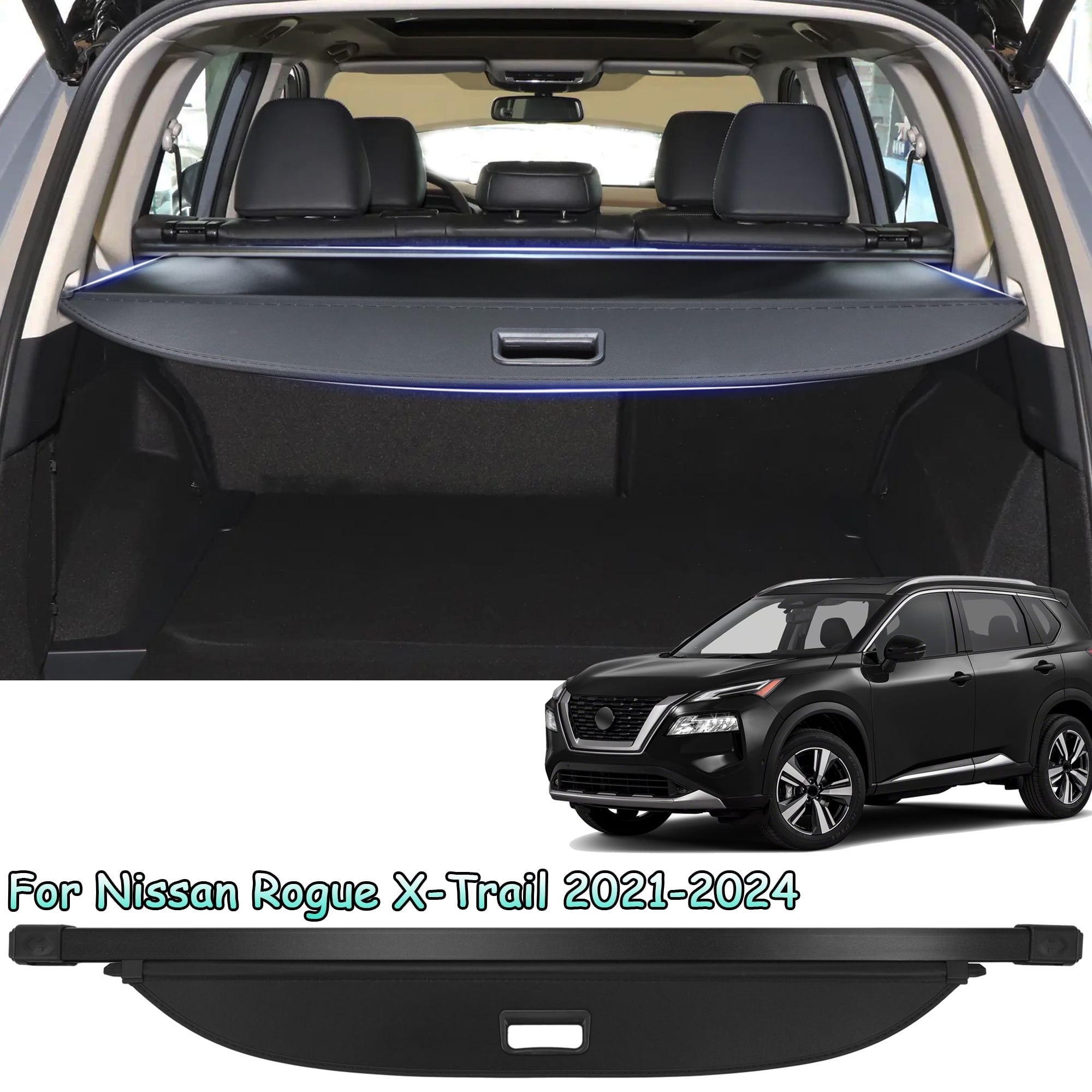Retractable Trunk Cargo Cover for 2021-2024 Nissan Rogue Rear Luggage ...