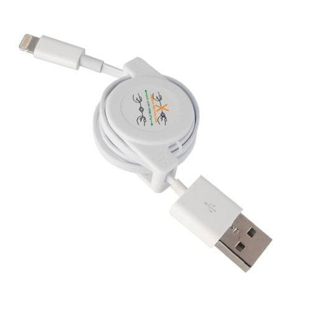 Retractable USB Cable Charge Sync Power Wire Data Transfer Cord White ...
