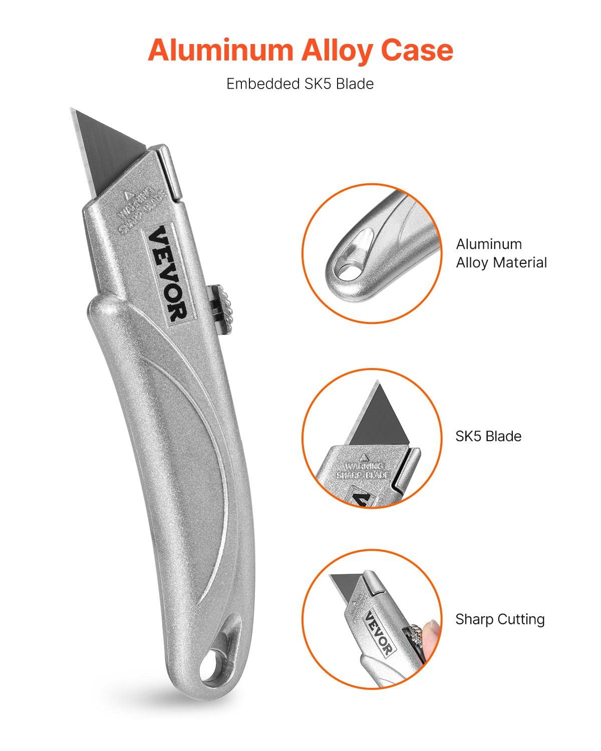 Retractable Utility Cutter with SK5 Snap-Off Blades - Easy One-Handed ...