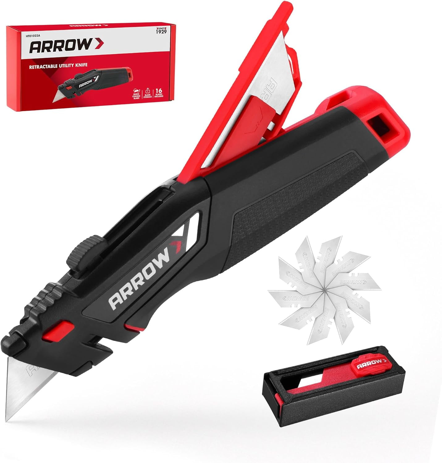 Retractable Utility Knife, Quick-Change Box Cutter with Blade Storage ...