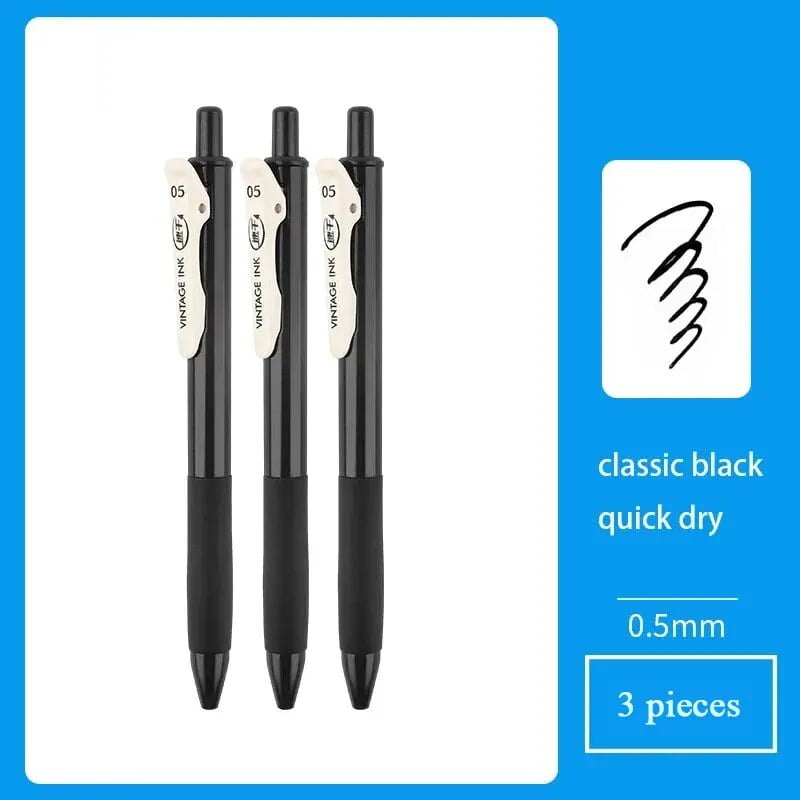 Retractable Vintage Color Gel Pens Set Quick Dry 0.5mm Binder Clip Soft ...