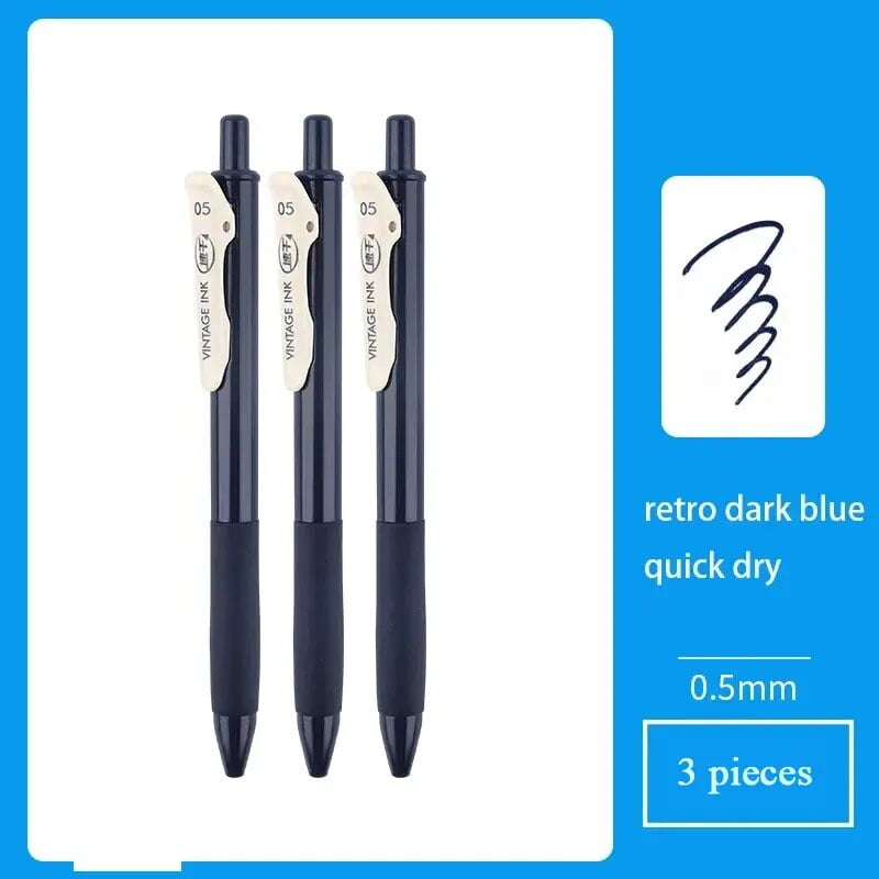 Retractable Vintage Color Gel Pens Set Quick Dry 0.5mm Binder Clip Soft ...