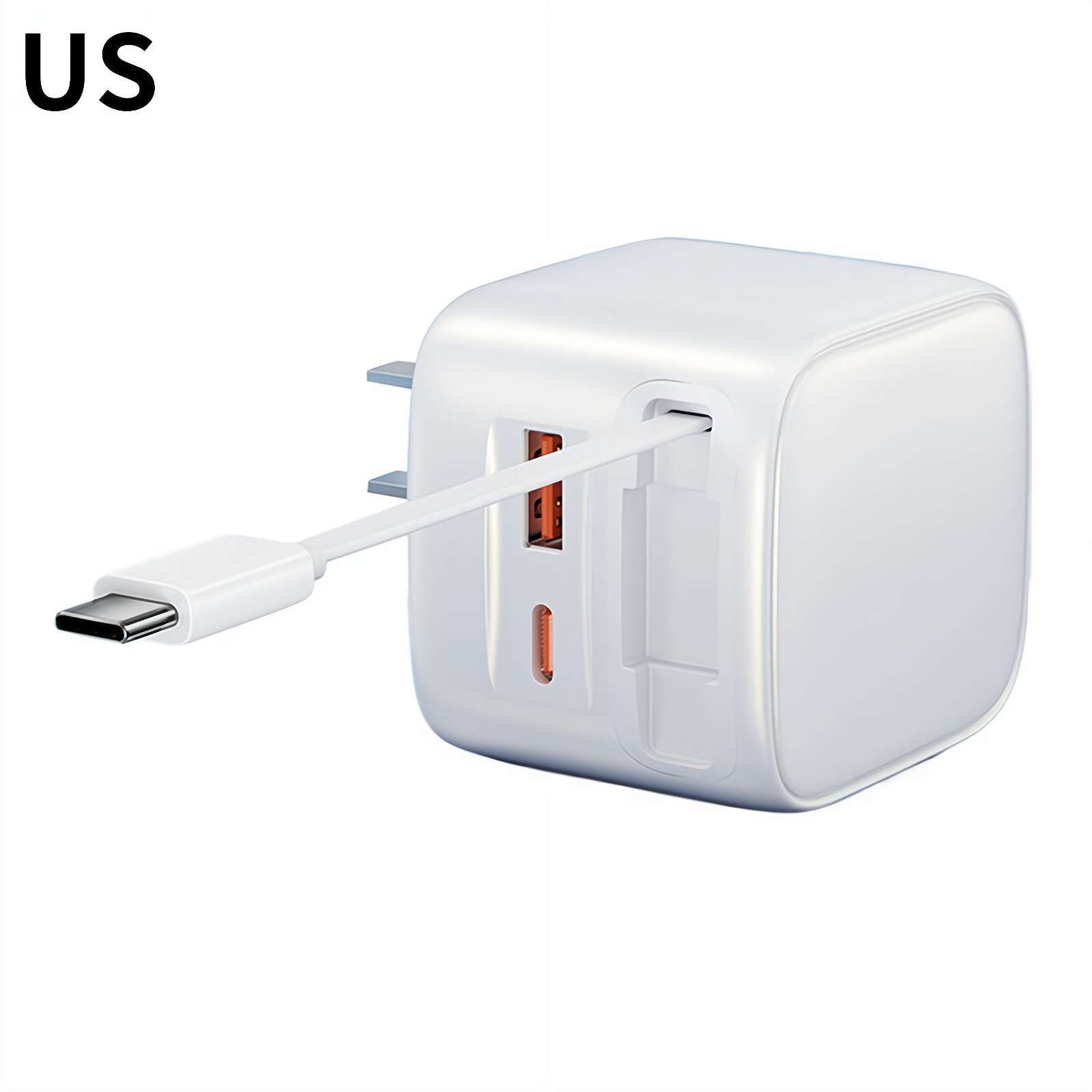 Retractable Wall Charger, Charger Block Built-in Type C Cable & Dual ...