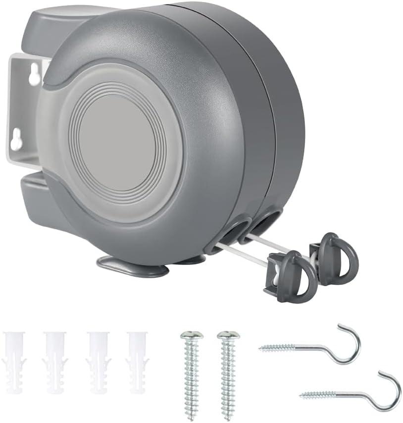 Retractable Washing Line 30m Outdoor, Heavy Duty Wall Mounted Double ...