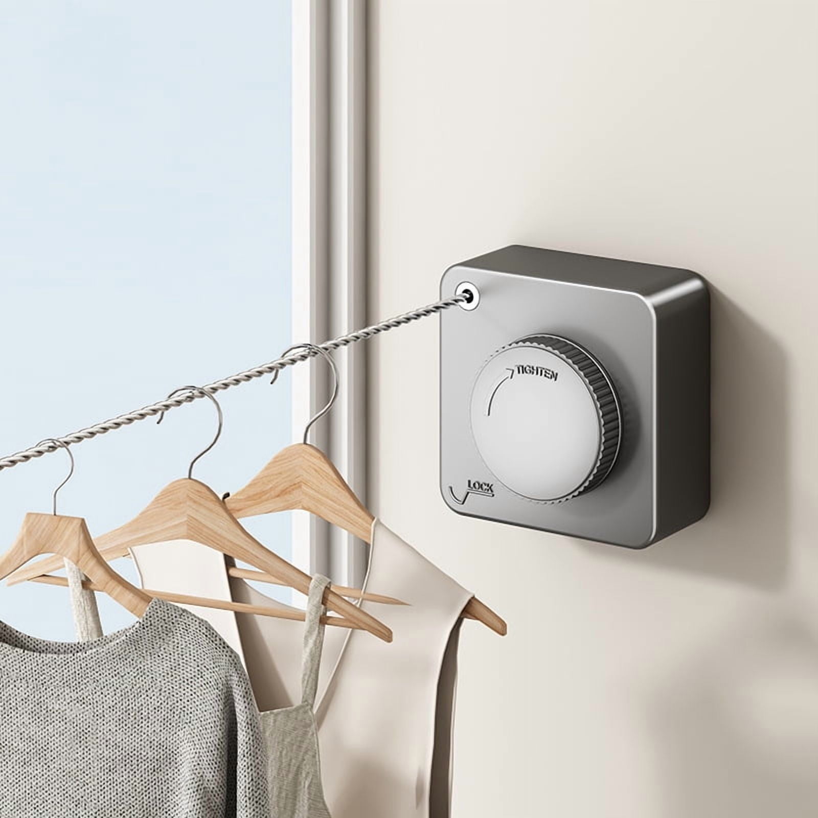 Retractable Washing Line 4.6 m Stainless Steel Rope Grey - Walmart.com