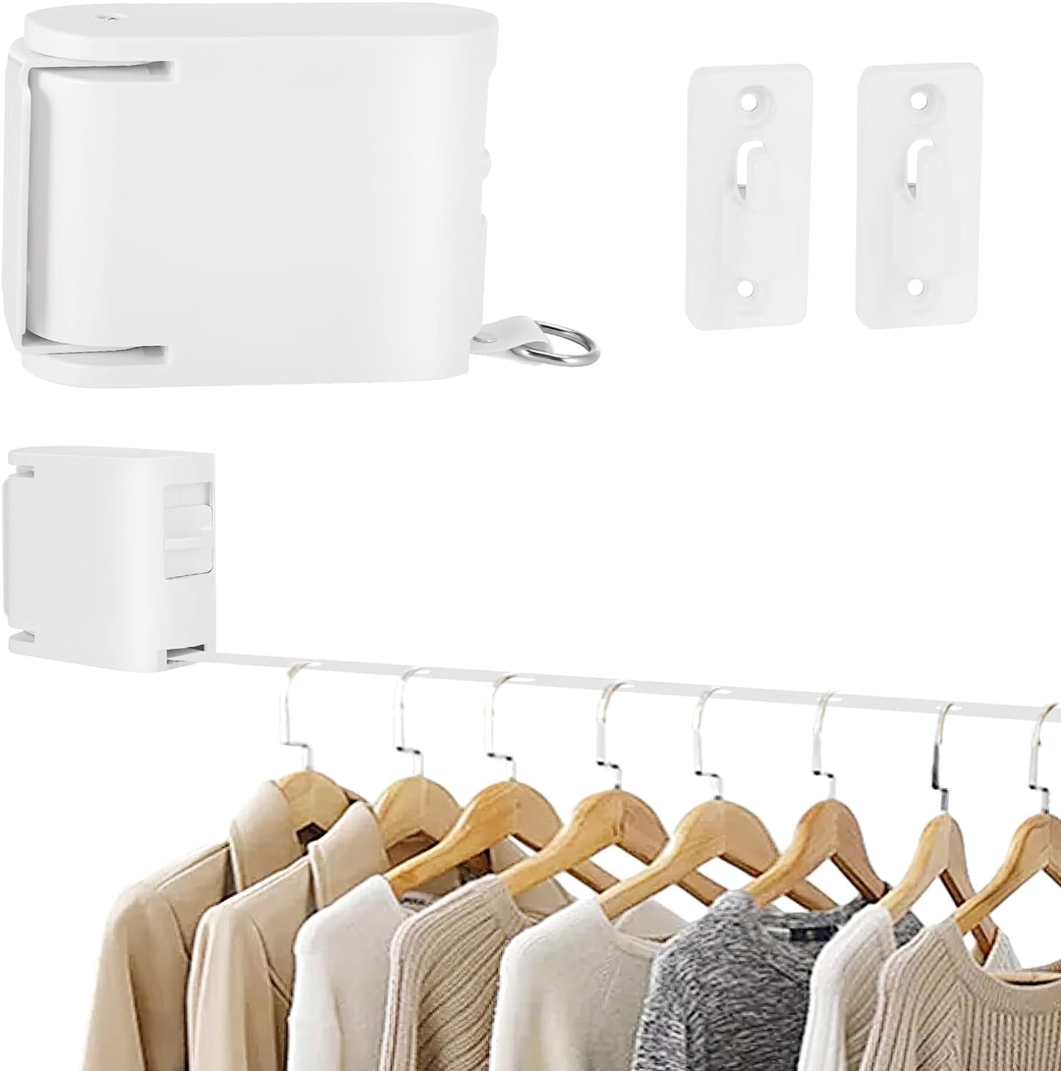 Retractable Washing Line, 4M No-Punch Wall Mounted Clothes Lines, 40kg ...