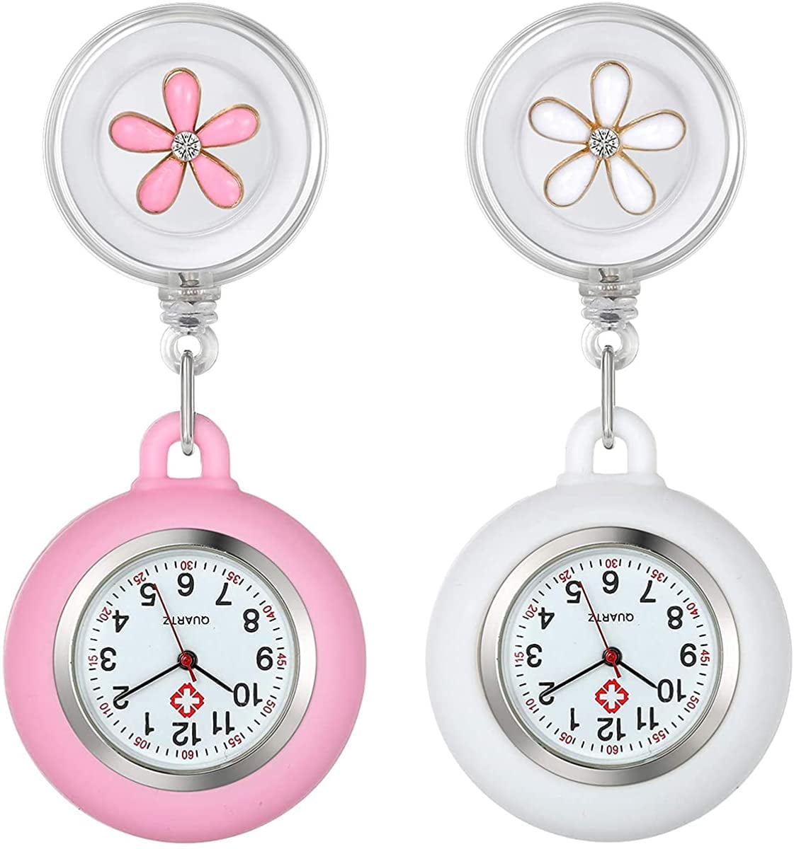 Retractable Watch for Nurses Doctors Paramedics, 2 Pcs Luminous Clip-on ...