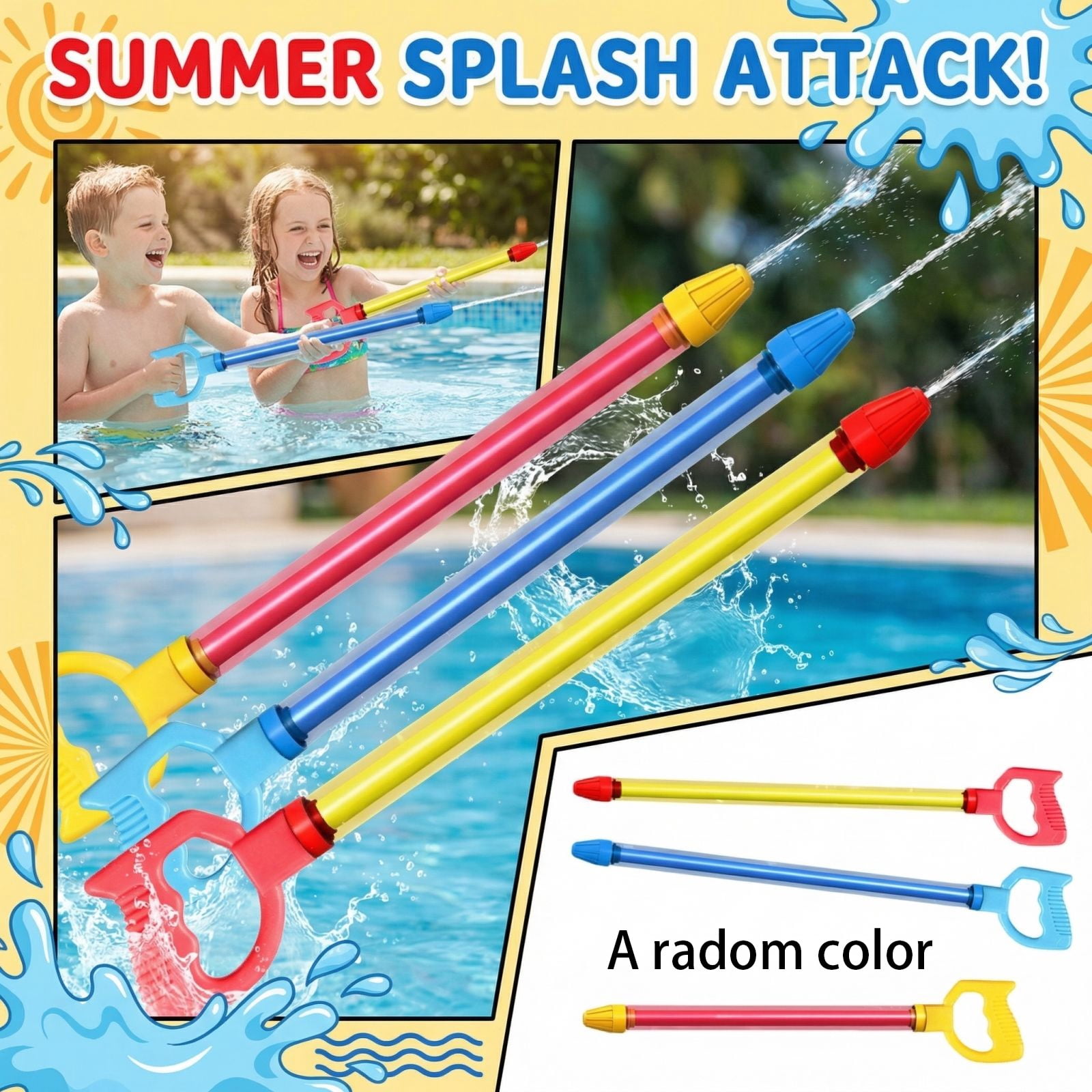 Retractable Water Blasters - Summer Pool Air Pressure Water Guns with ...
