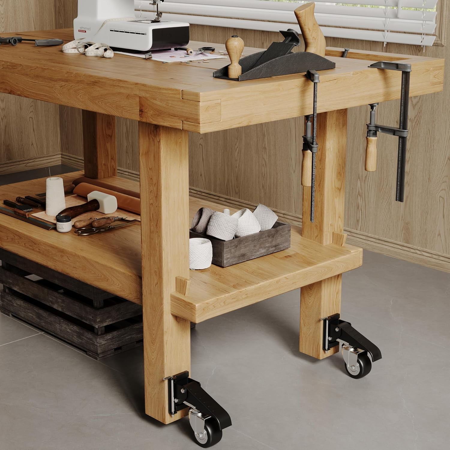 Retractable Workbench Casters with Quick-Release Caster Plate Set (4PK ...