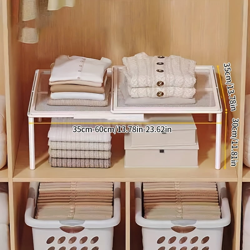 Retractable closet organizer, expandable and adjustable shelf organizer ...