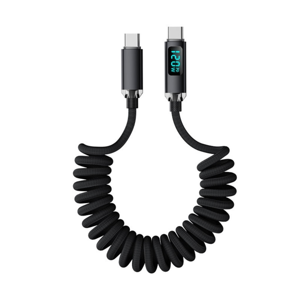 Retractably Spring Type C Cable 120W Fast Charging 480mbps USB C Data ...