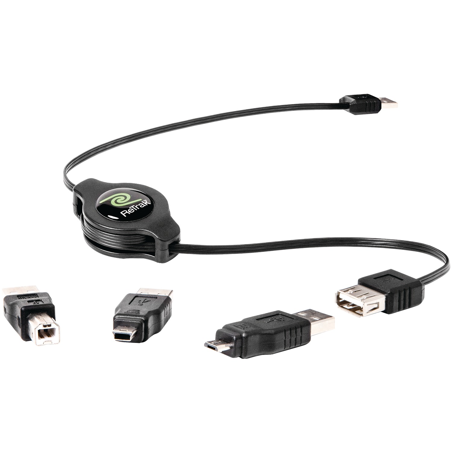 Retrak ETESRU2M Retractable Universal USB Extension Cable With 3 ...
